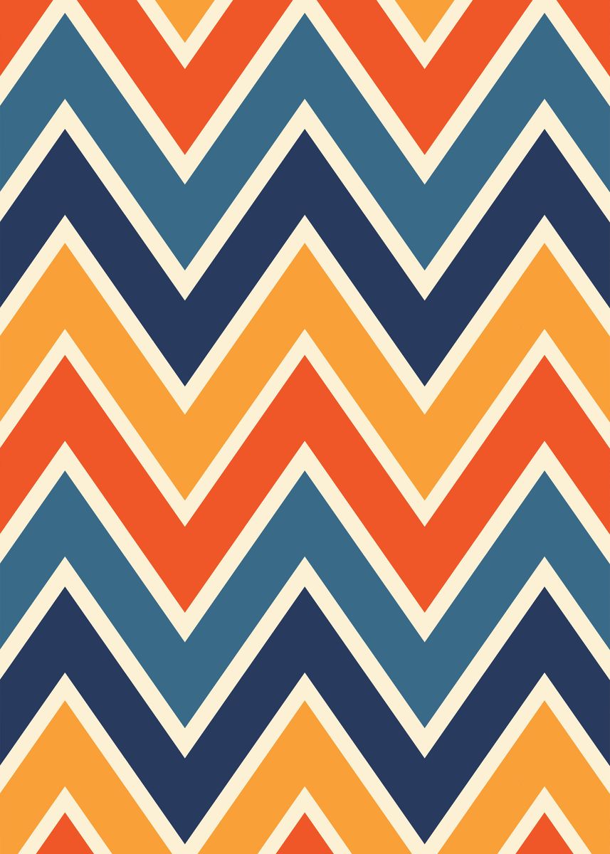 'Classic Retro Chevrons' Poster, picture, metal print, paint by ...