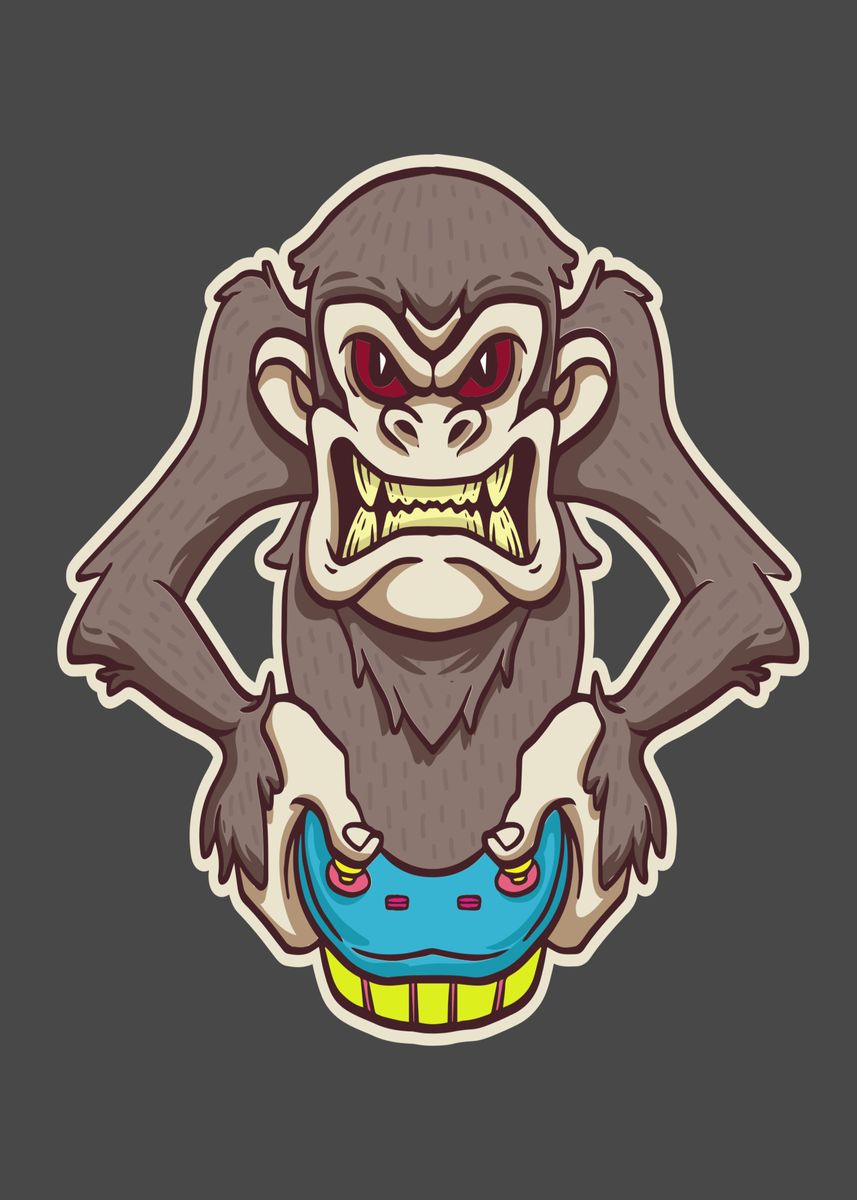 'Gaming Monkey ' Poster by Color My Wall | Displate