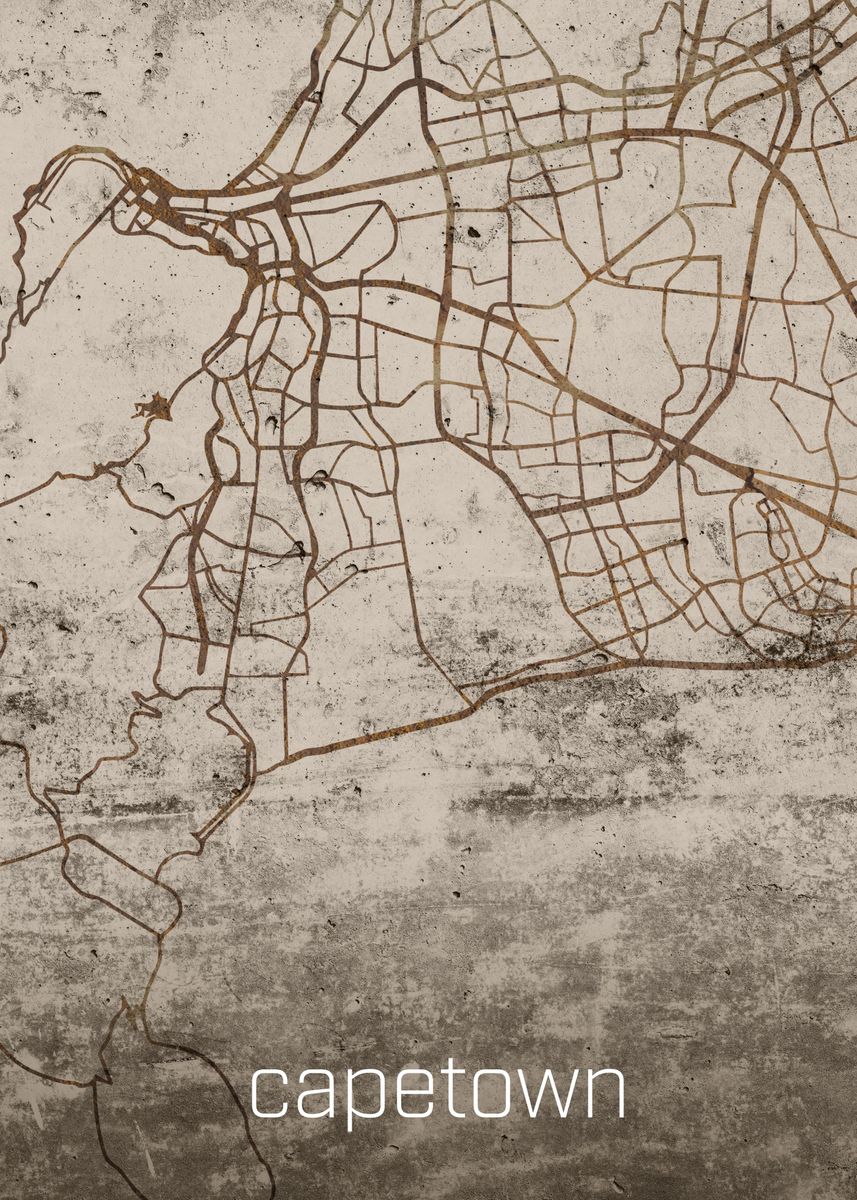 'Capetown Rustic City Map' Poster by Design Turnpike | Displate
