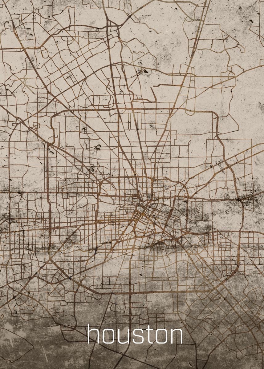 'Houston Rusty City Street ' Poster, picture, metal print, paint by ...