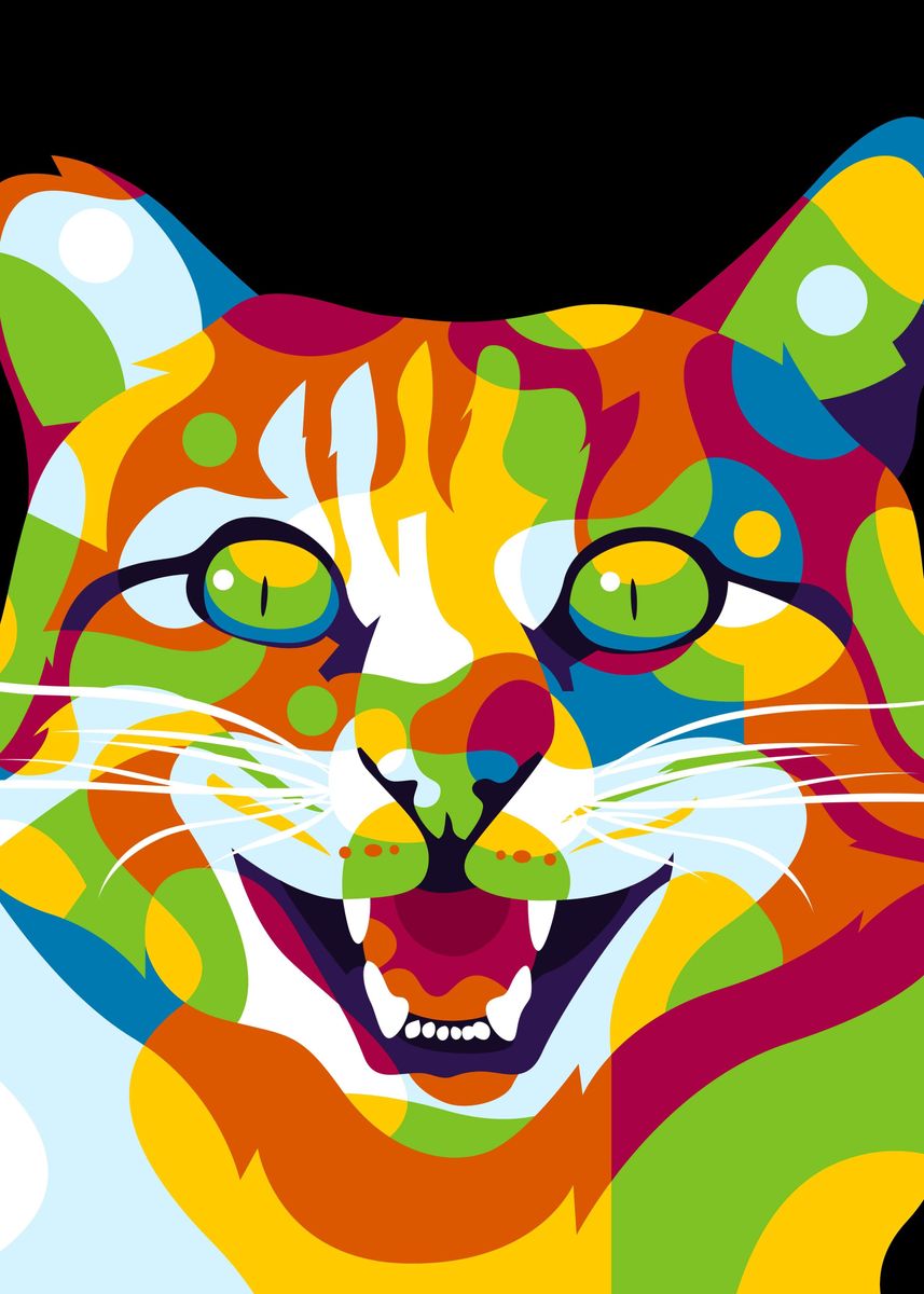 'Angry Cat Expression' Poster, picture, metal print, paint by Lintang ...