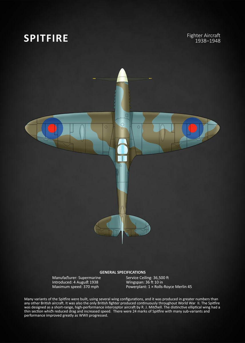 'The Spitfire' Poster, picture, metal print, paint by RogueDesign ...
