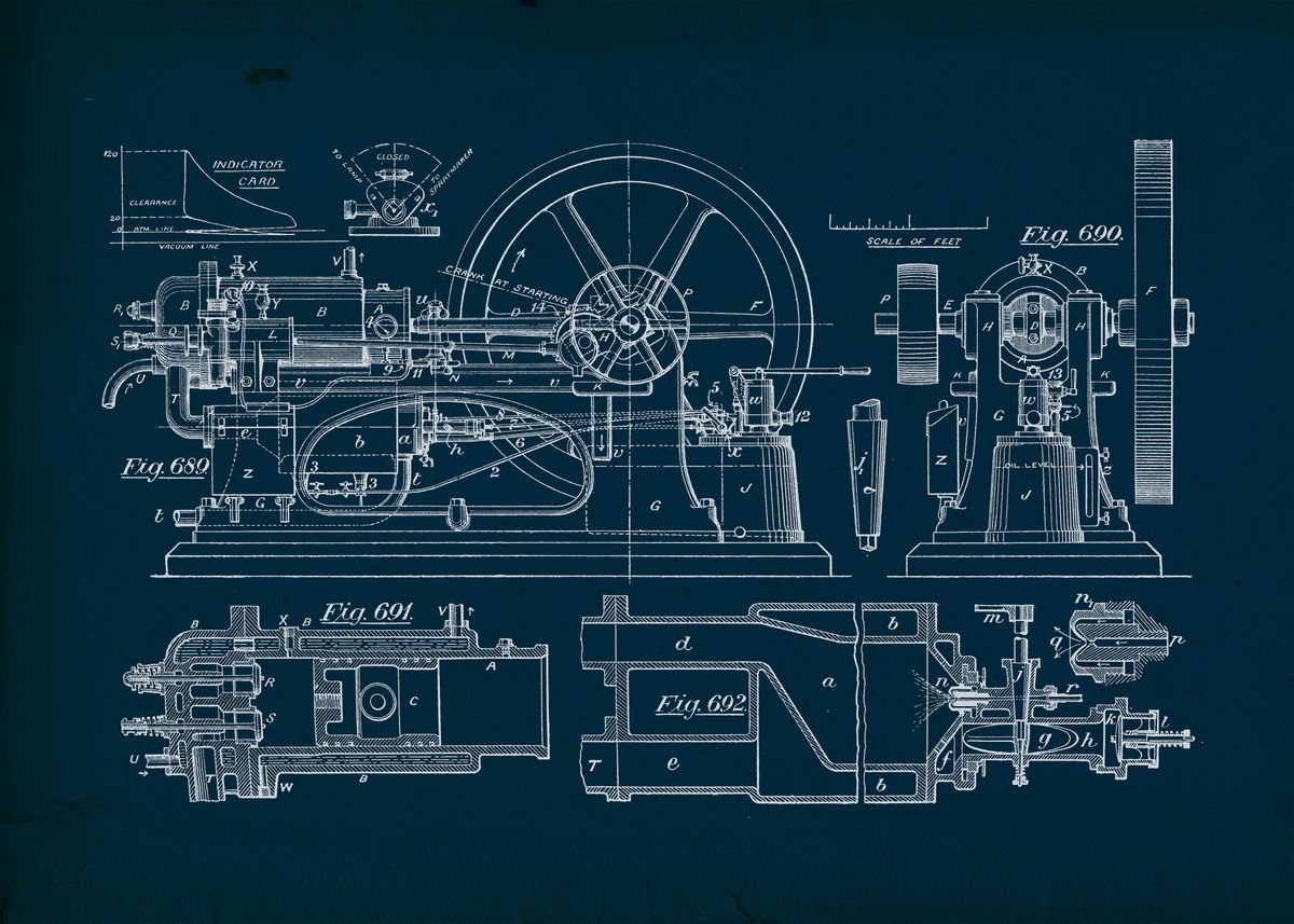 'Mechanical Blueprint 024' Poster by Jay Diloy | Displate