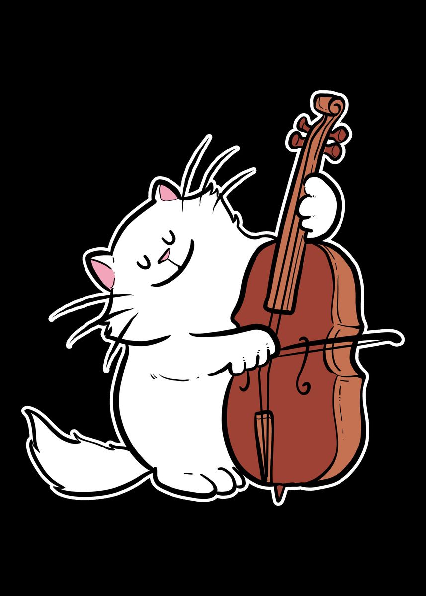 'Cat Orchestra Cello Musici' Poster, picture, metal print, paint by ...
