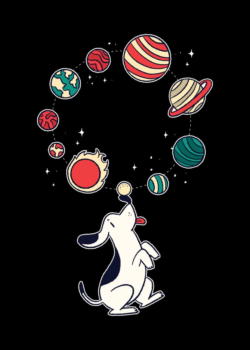 'PLANET JUGGLING DOG' Poster by thetshirtshop2020 | Displate
