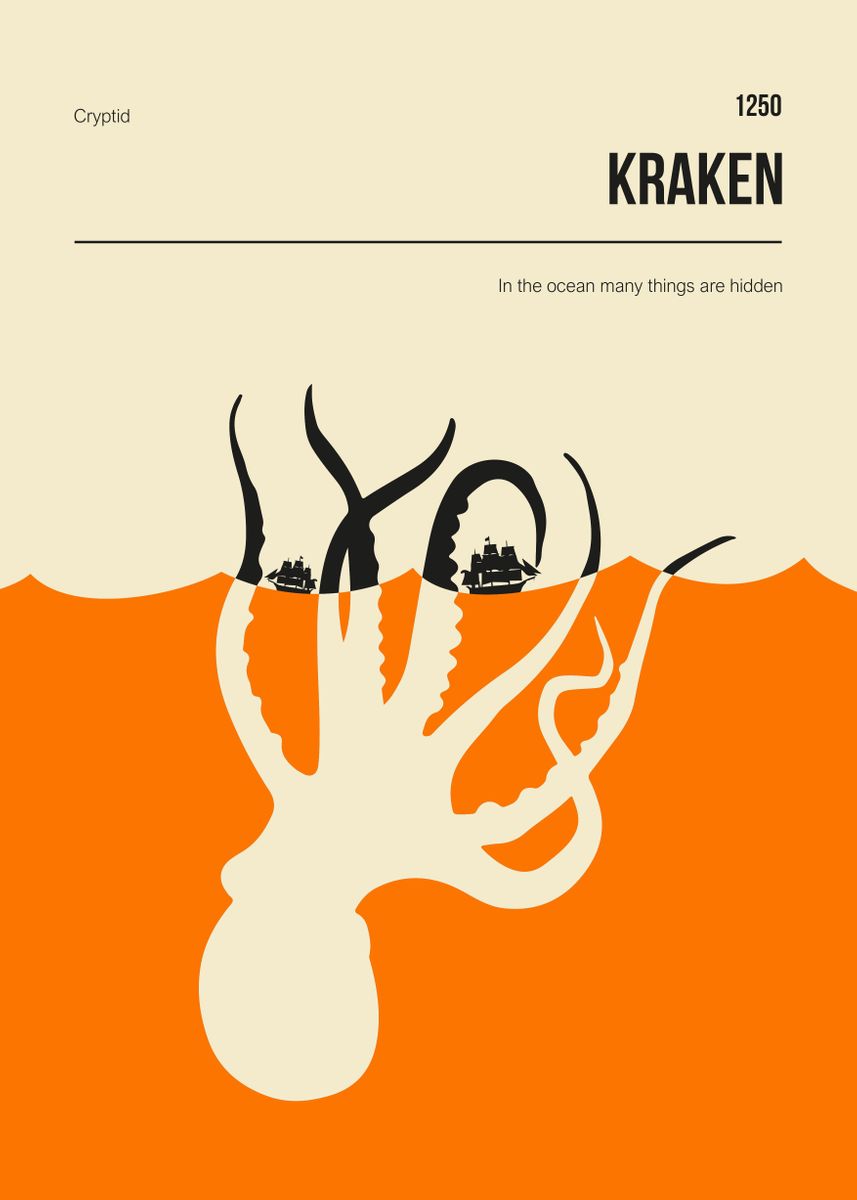 'Kraken Book Cover' Poster, picture, metal print, paint by Jorn | Displate