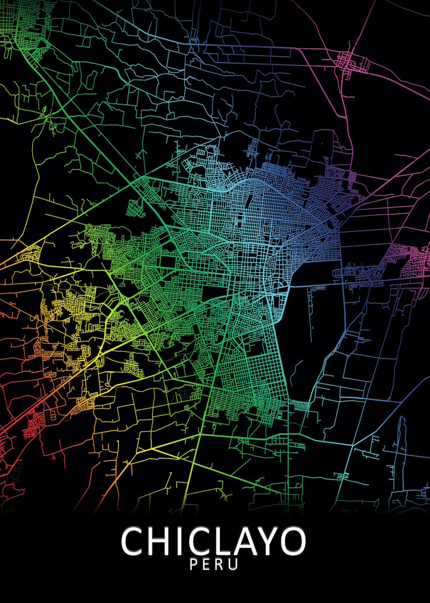 'Chiclayo Peru' Poster by City Map Art Prints | Displate