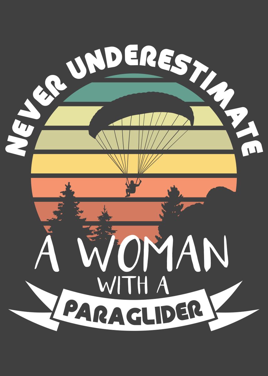 'Funny Paragliding Woman' Poster, picture, metal print, paint by Phil ...