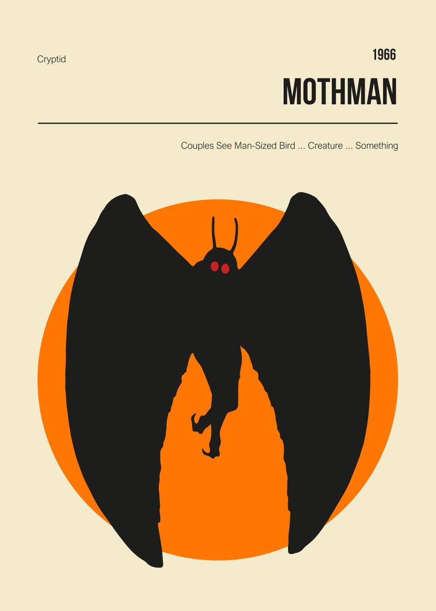 'Mothman Cryptid' Poster, picture, metal print, paint by Jorn | Displate