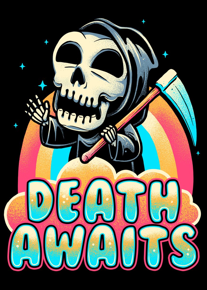 'Death Awaits' Poster, picture, metal print, paint by glitchygorilla ...