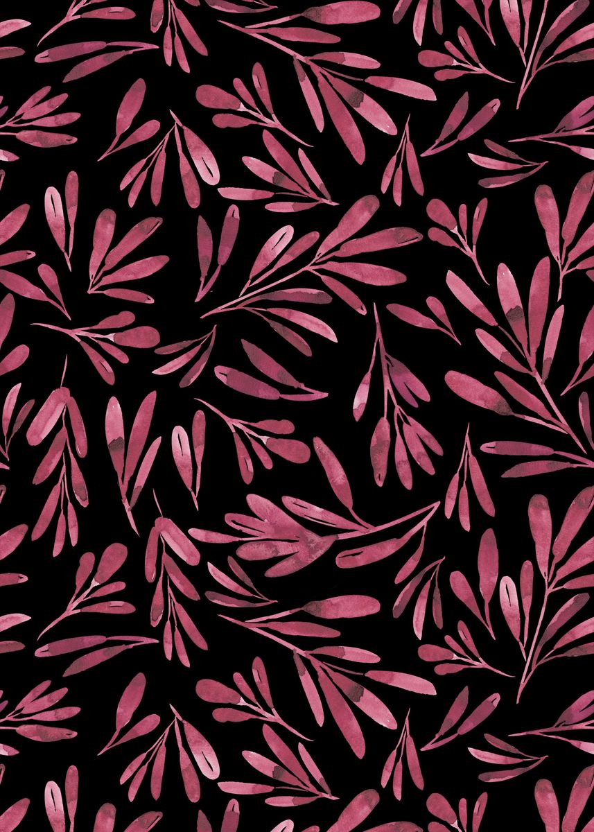 'Pink Leaves' Poster by Gush Art Studio | Displate