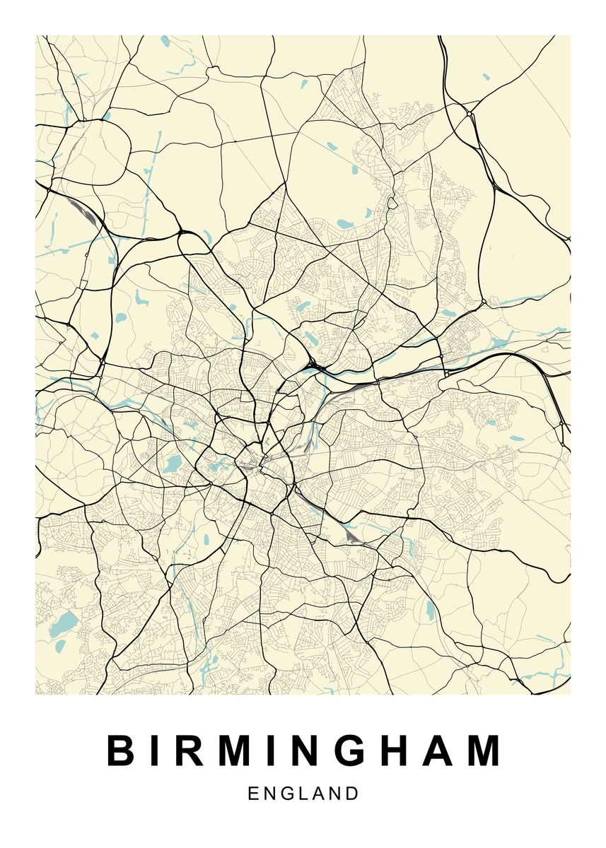 'Birmingham City Map' Poster, picture, metal print, paint by Dany ...