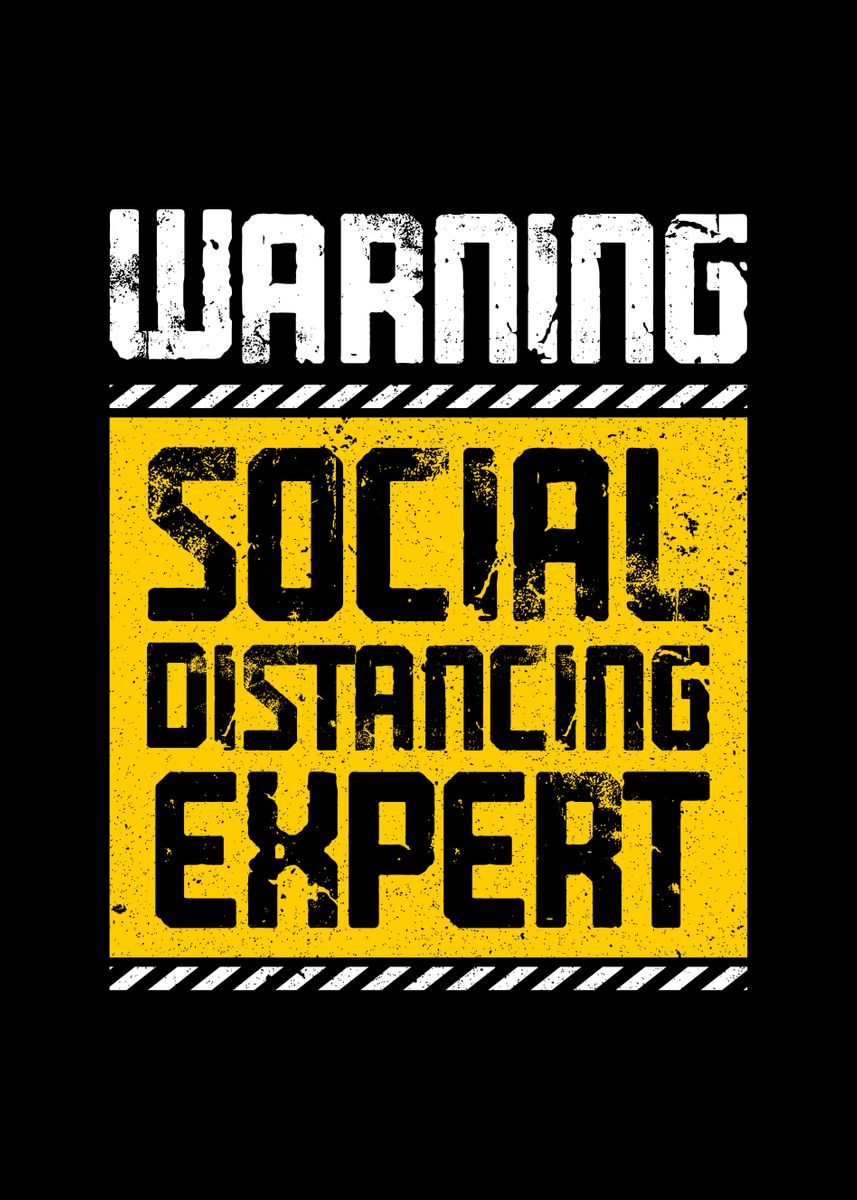 'Warning Social Distancing' Poster, picture, metal print, paint by ...
