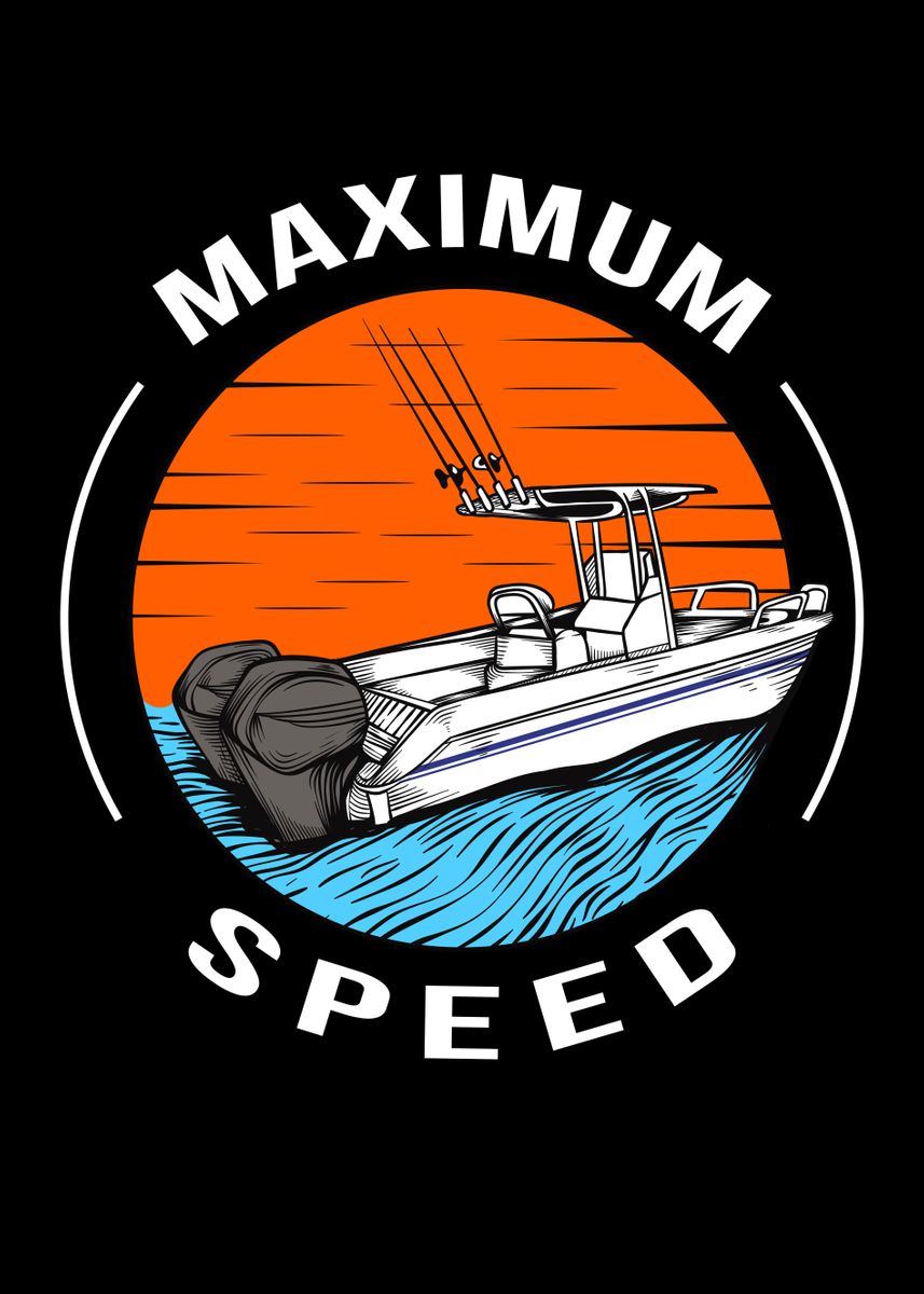 'Speedboat Racing Boat' Poster by Foxxy Merch | Displate