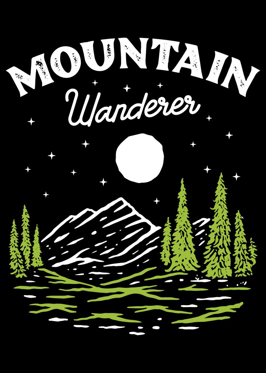 'Mountain Wanderer Hiking' Poster, picture, metal print, paint by ...