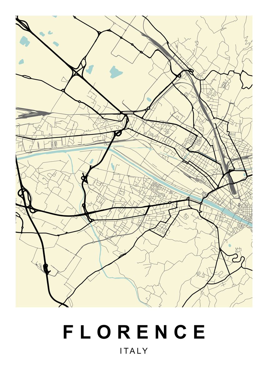 'Florence Italy City Map' Poster, picture, metal print, paint by Dany ...