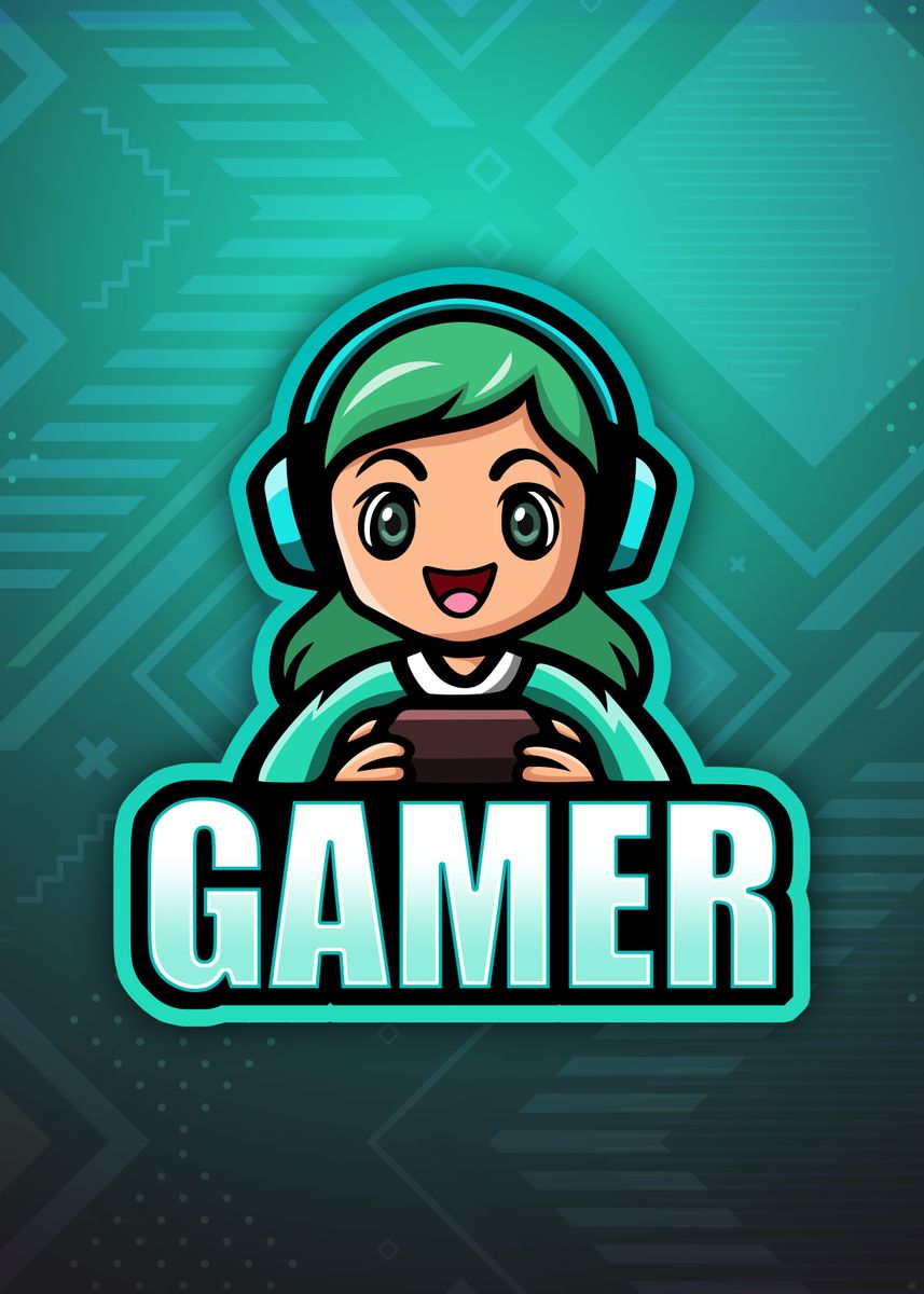 'Gamer Girl Teal' Poster, picture, metal print, paint by 84PixelDesign ...