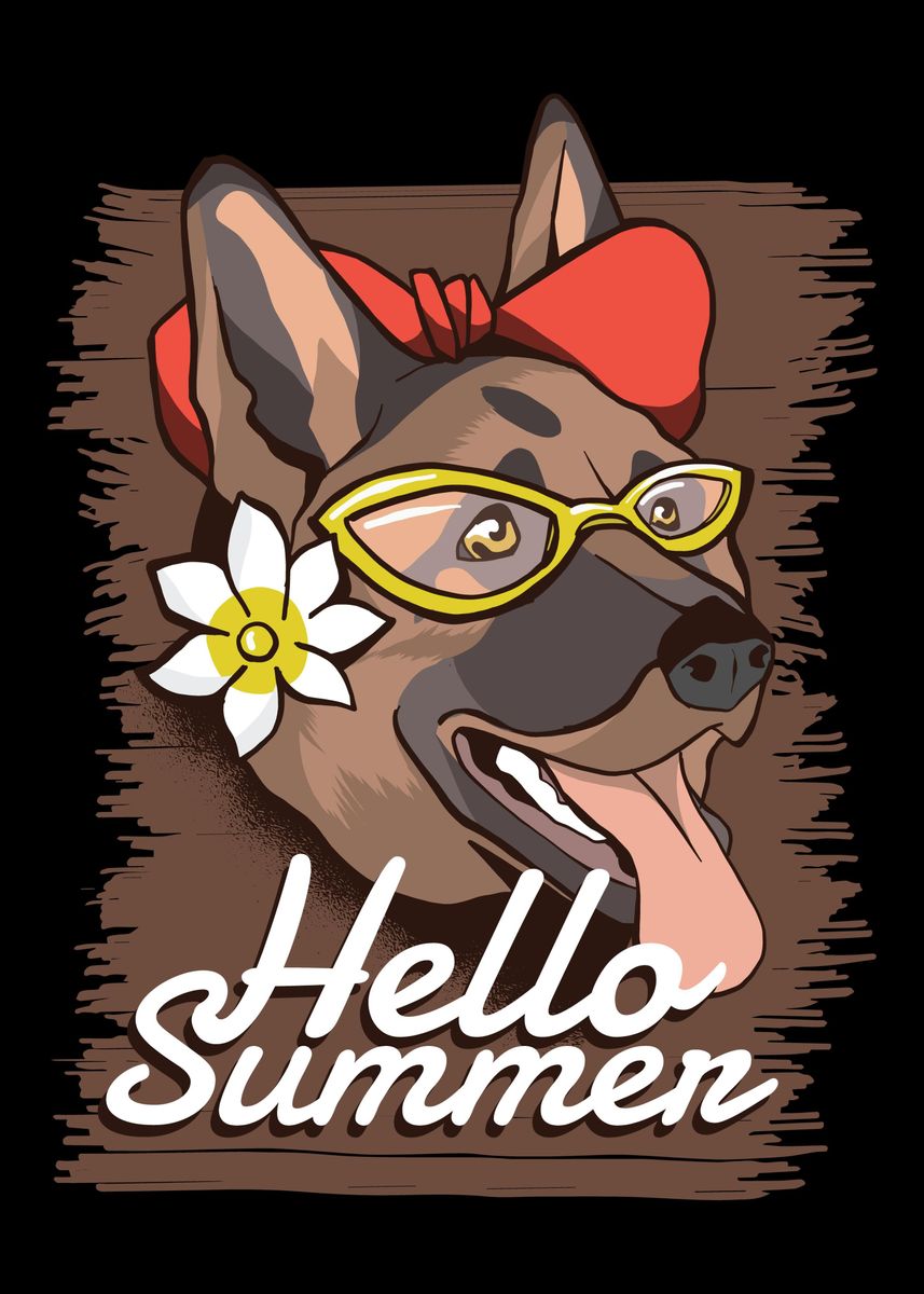'Hello Summer Dog Dog Gift' Poster by Stefanie Herrmann | Displate