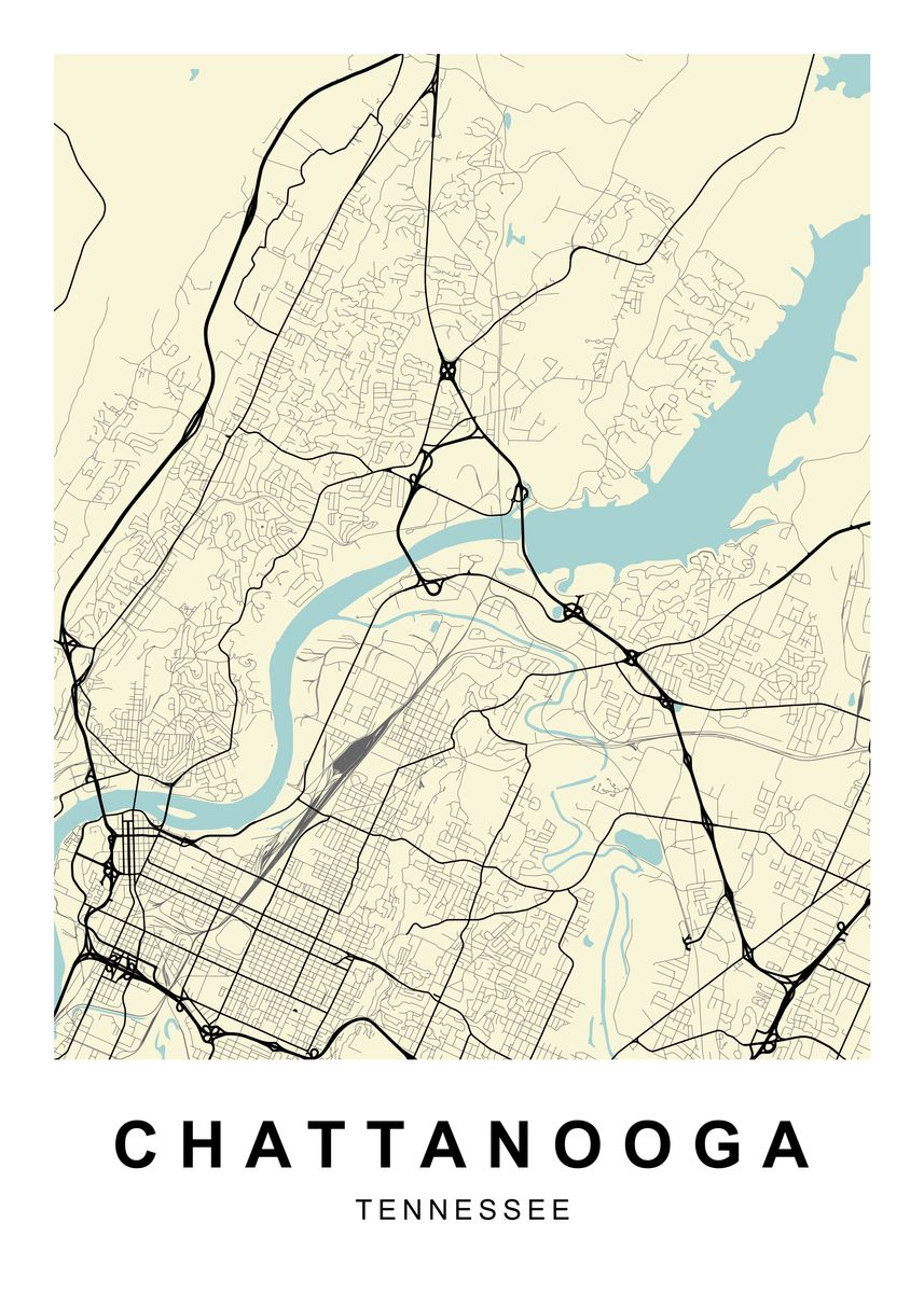 'Chattanooga City Map' Poster, picture, metal print, paint by Dany ...