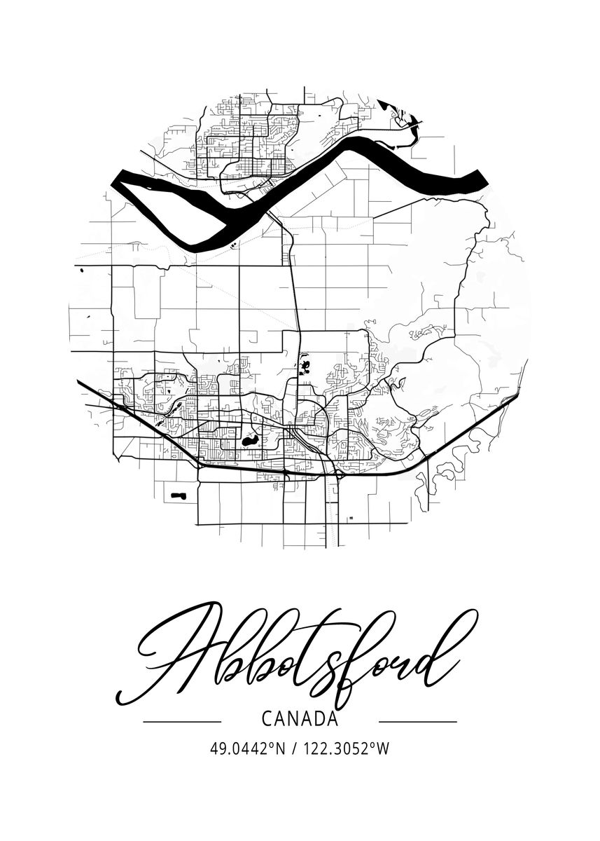 'Abbotsford Area City Map' Poster by Tien Stencil | Displate