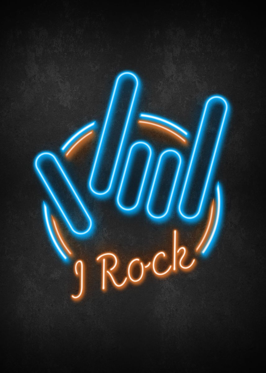 'I Rock Neon Sign' Poster, picture, metal print, paint by 84PixelDesign ...