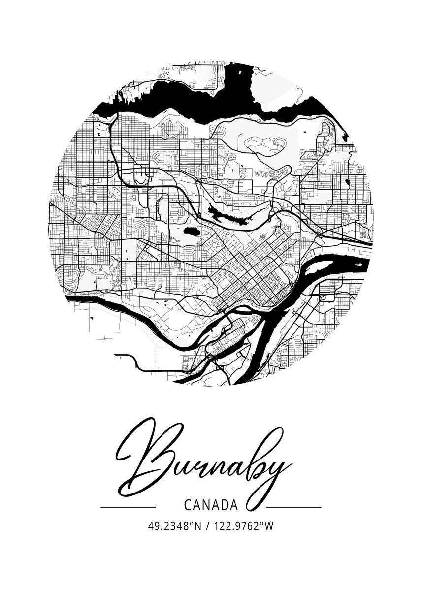 'Burnaby Area City Map' Poster by Tien Stencil | Displate