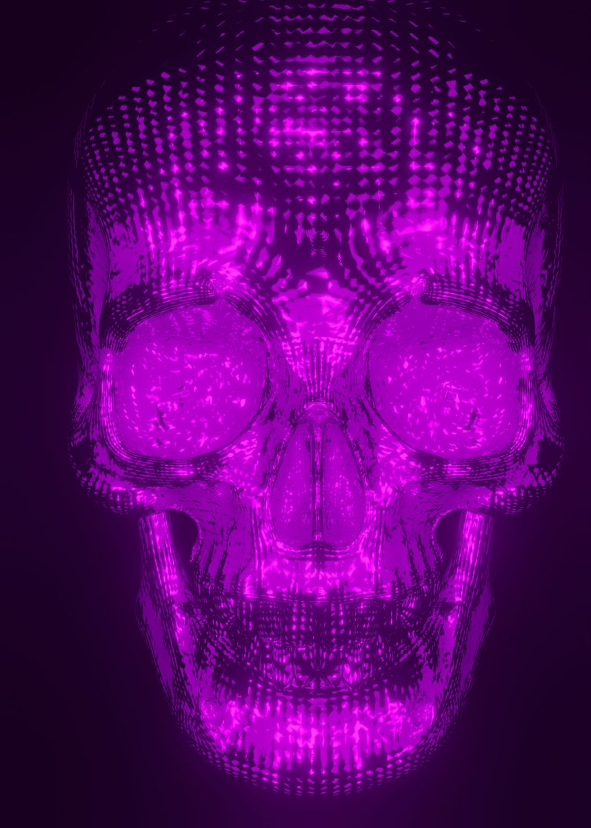 'Neon Skull' Poster, picture, metal print, paint by Souzezz | Displate