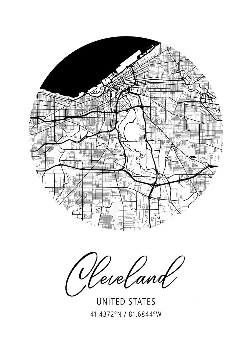 'Cleveland Area City Map' Poster, picture, metal print, paint by Tien ...