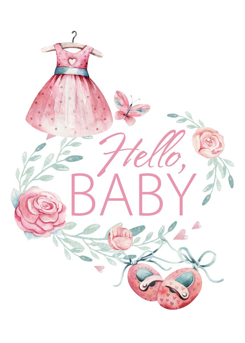 'Hello Baby' Poster, picture, metal print, paint by Juliana RW | Displate