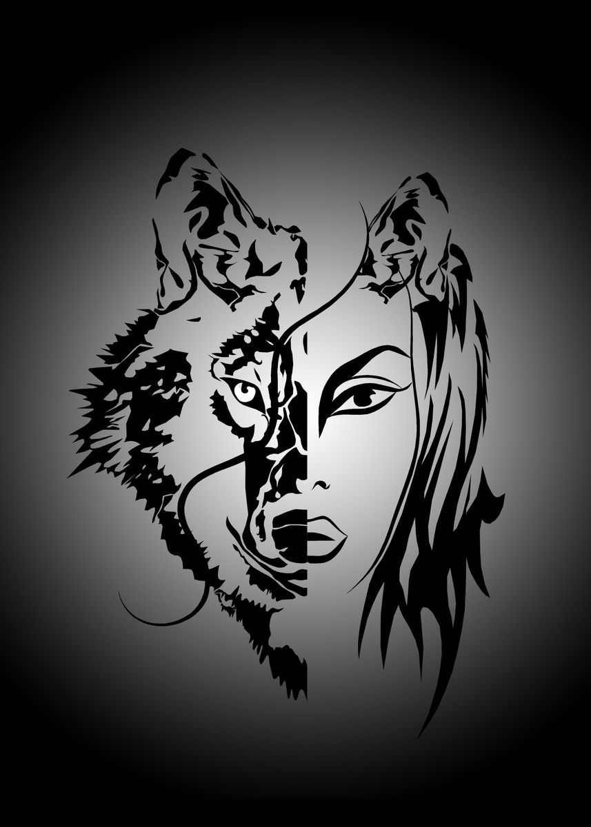 'Wolf Girl faded' Poster, picture, metal print, paint by Archist Design ...