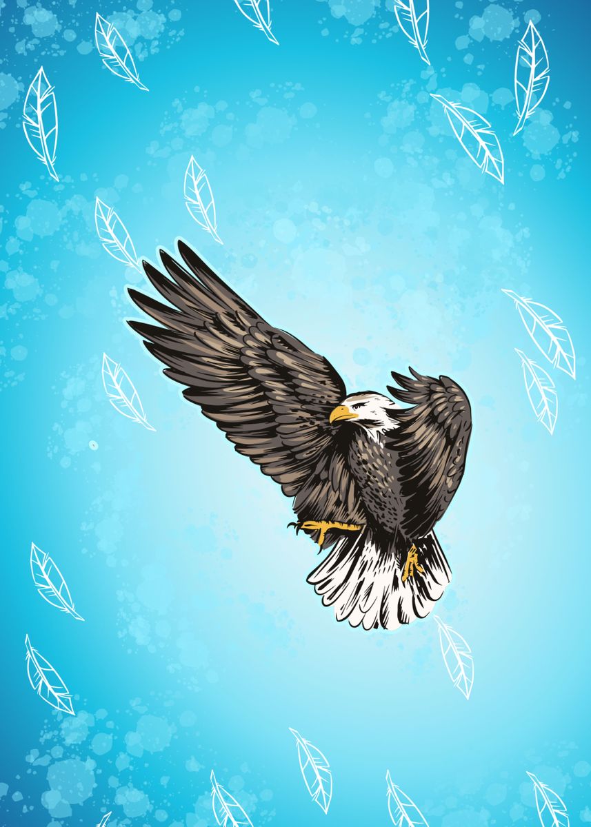 'Eagle Bird Blue' Poster, picture, metal print, paint by BestPrints ...