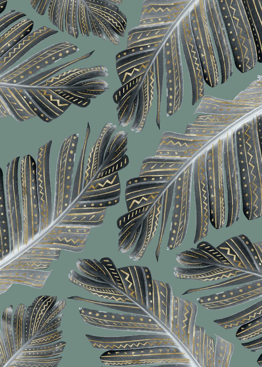 'Boho Banana Leaves Glam 1' Poster, picture, metal print, paint by ...