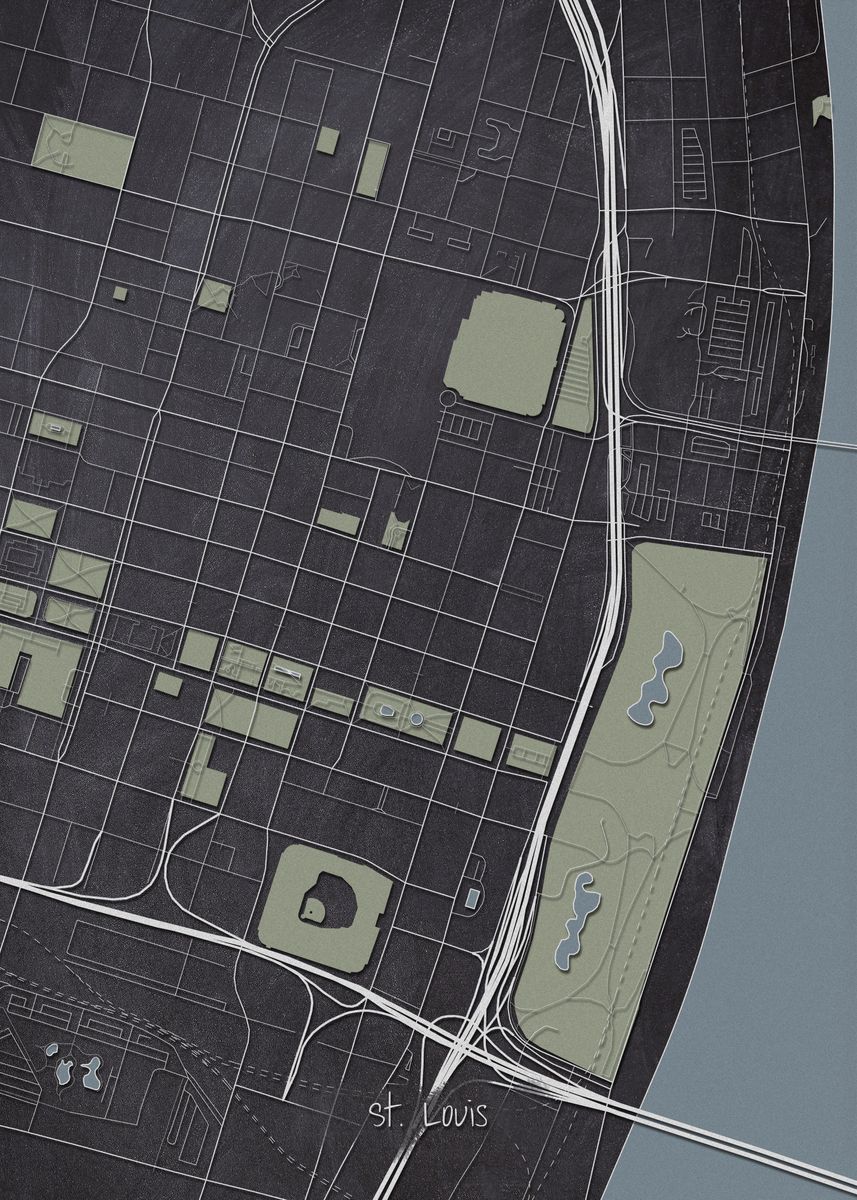'Saint Louis Downtown Map' Poster by MauriTz Design | Displate