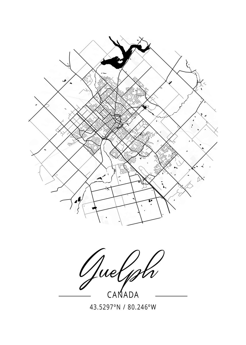 'Guelph Area City Map' Poster by Tien Stencil | Displate