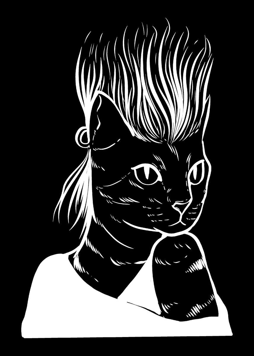 'Punk Cat Cat Lover Gift' Poster, picture, metal print, paint by ...