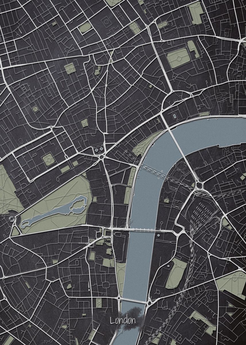 'London Downtown Map' Poster, picture, metal print, paint by MauriTz Design | Displate