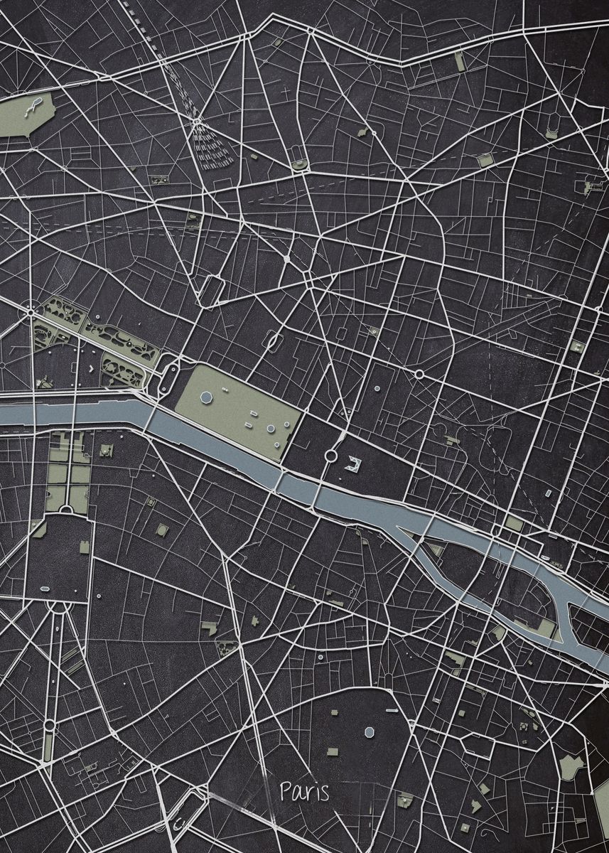 'Paris Downtown Map' Poster by MauriTz Design | Displate