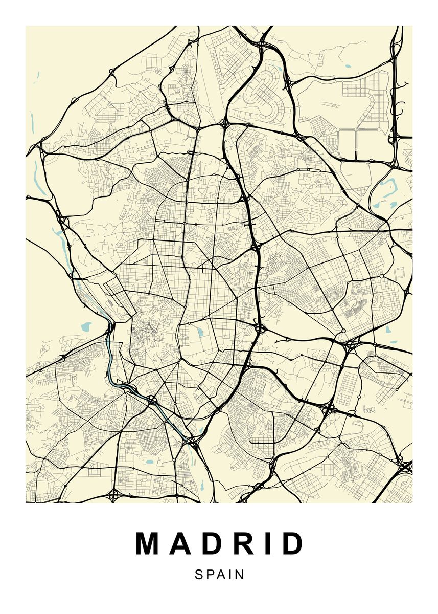 'Madrid Spain City Map' Poster, picture, metal print, paint by Dany ...