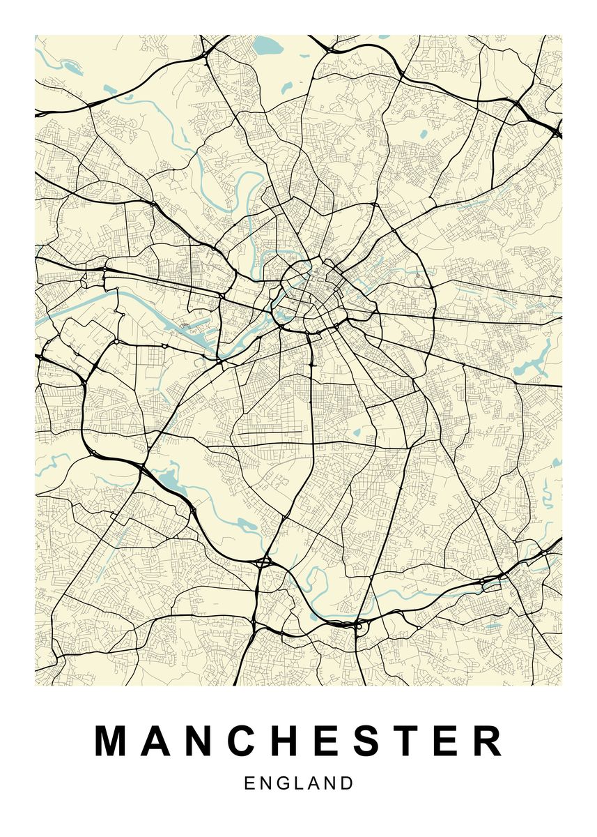 'Manchester City Map' Poster, picture, metal print, paint by Dany ...