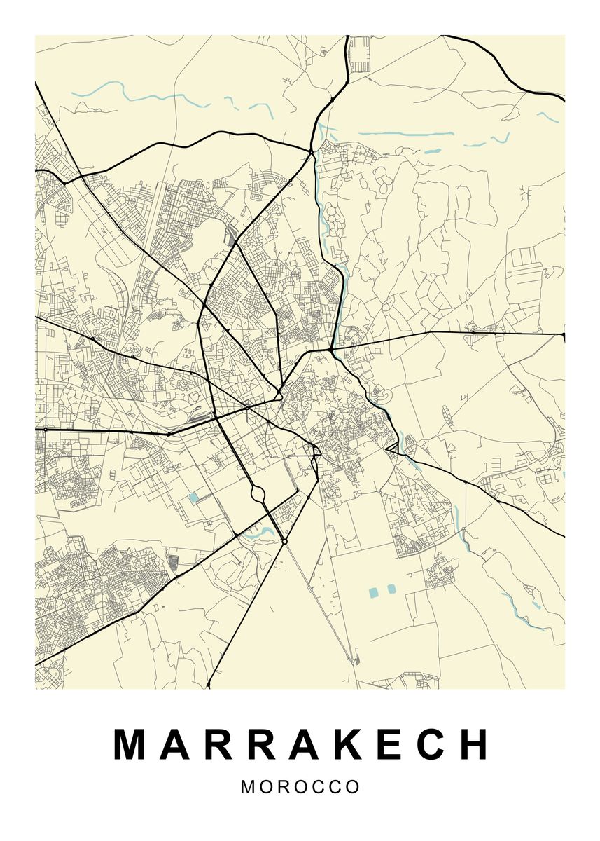 'Marrakech City Map' Poster, picture, metal print, paint by Dany | Displate