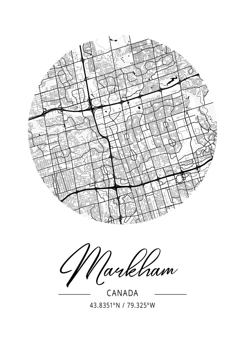 'Markham Area City Map' Poster, picture, metal print, paint by Tien ...