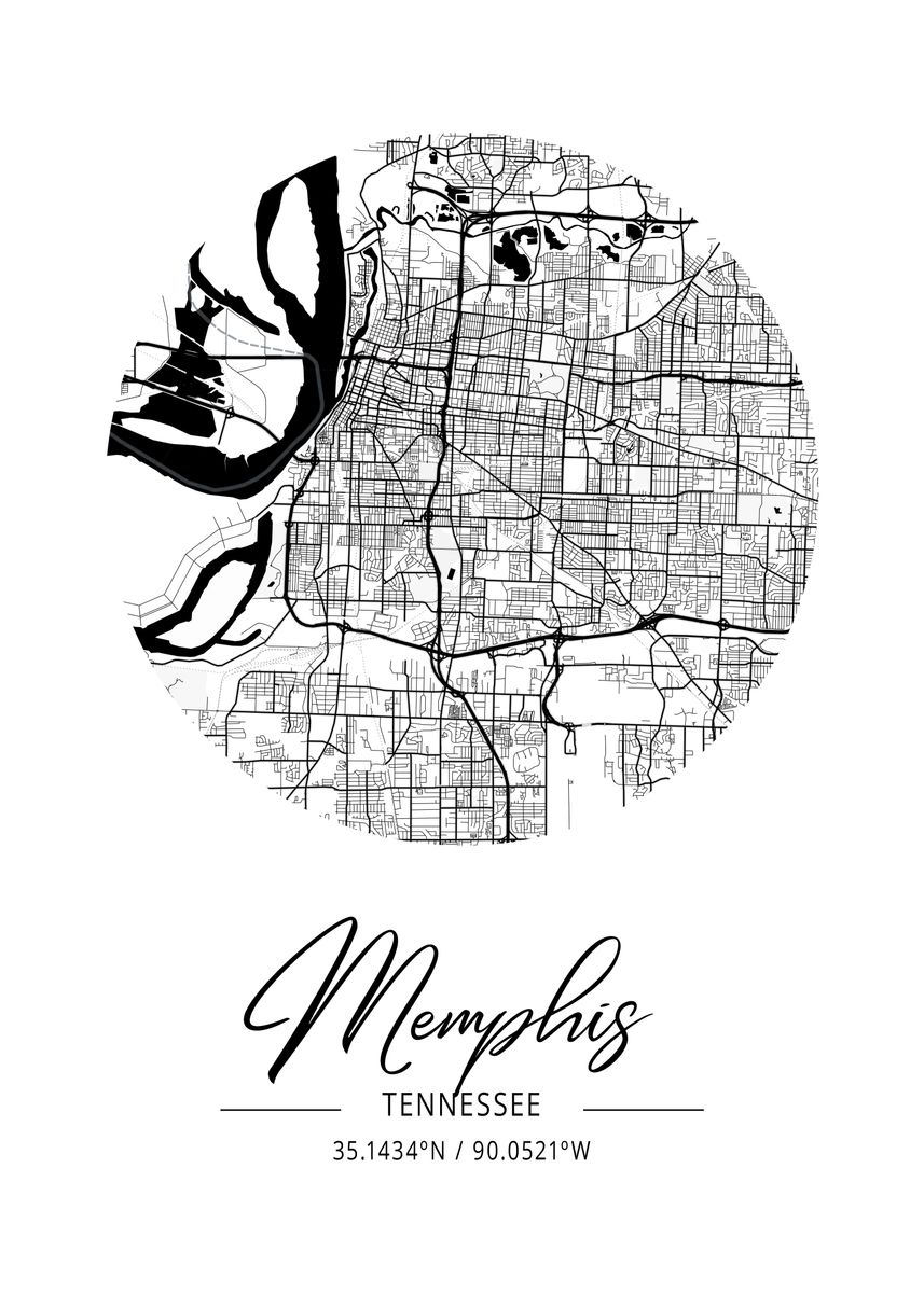 'Memphis Area City Map' Poster by Tien Stencil | Displate