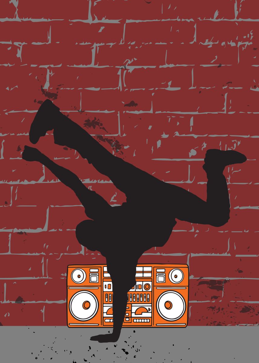 'Breakdancer Boombox Design' Poster, picture, metal print, paint by ...