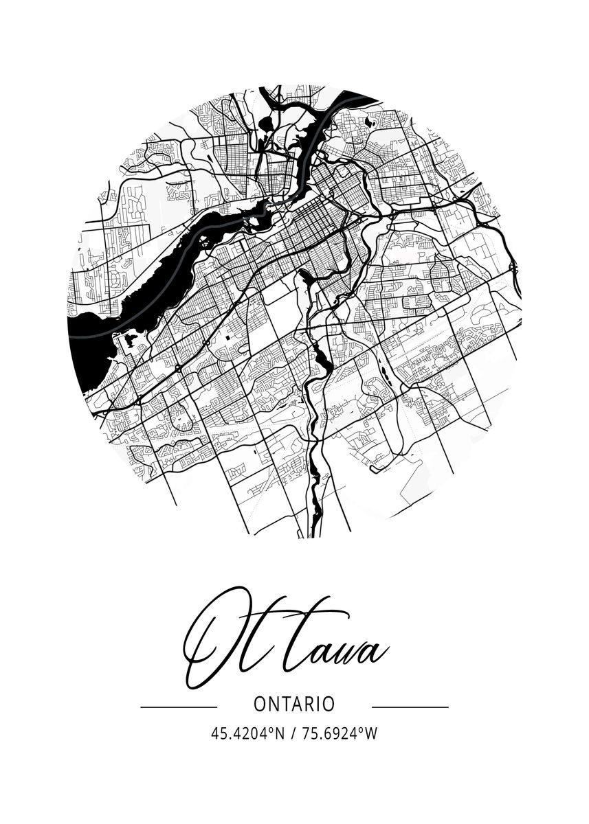 'Ottawa Area City Map' Poster by Tien Stencil | Displate