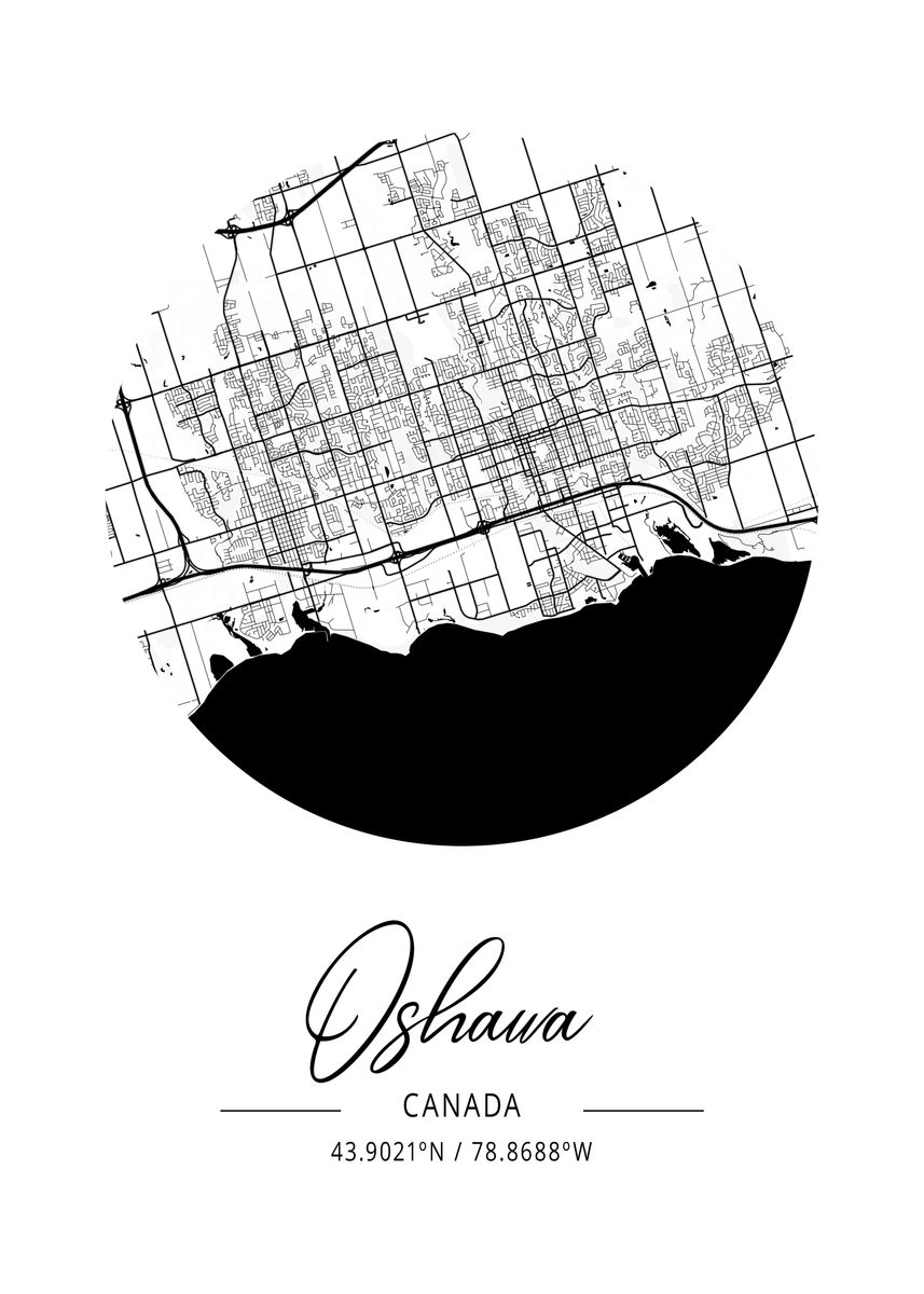 'Oshawa Area City Map' Poster, picture, metal print, paint by Tien ...
