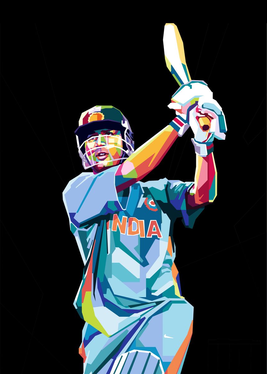 'MS Dhoni' Poster, picture, metal print, paint by Creative Shop | Displate
