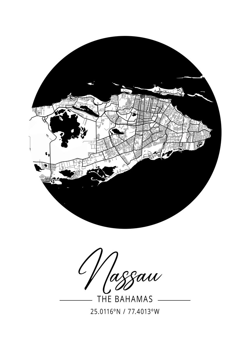'Nassau Area City Map' Poster by Tien Stencil | Displate
