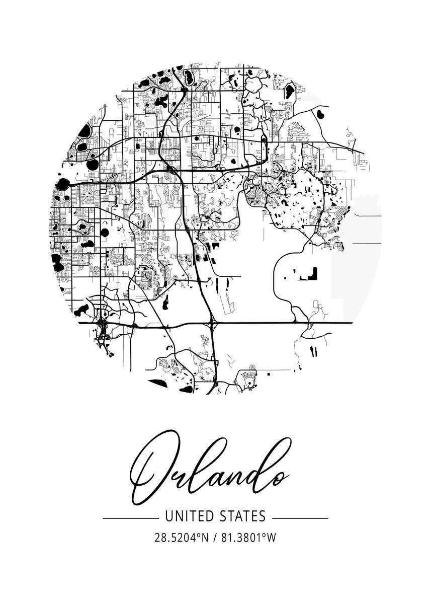 'Orlando Area City Map' Poster, picture, metal print, paint by Tien ...