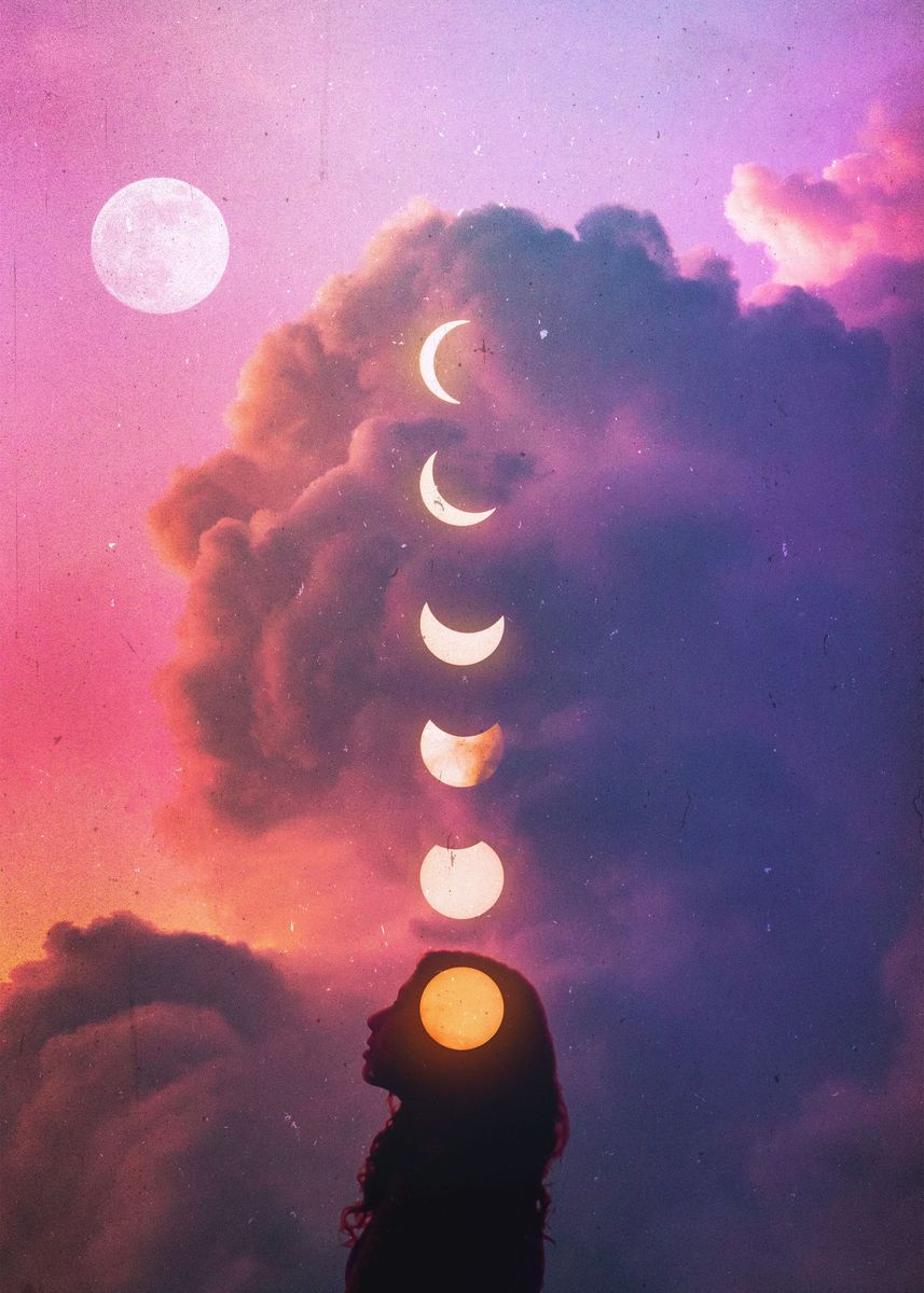 'Seven Moons' Poster, picture, metal print, paint by seam less | Displate