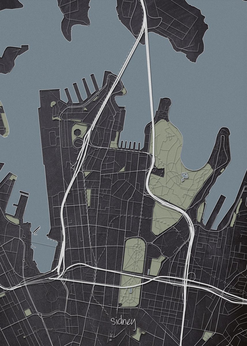 'Sidney Downtown Map' Poster by MauriTz Design | Displate